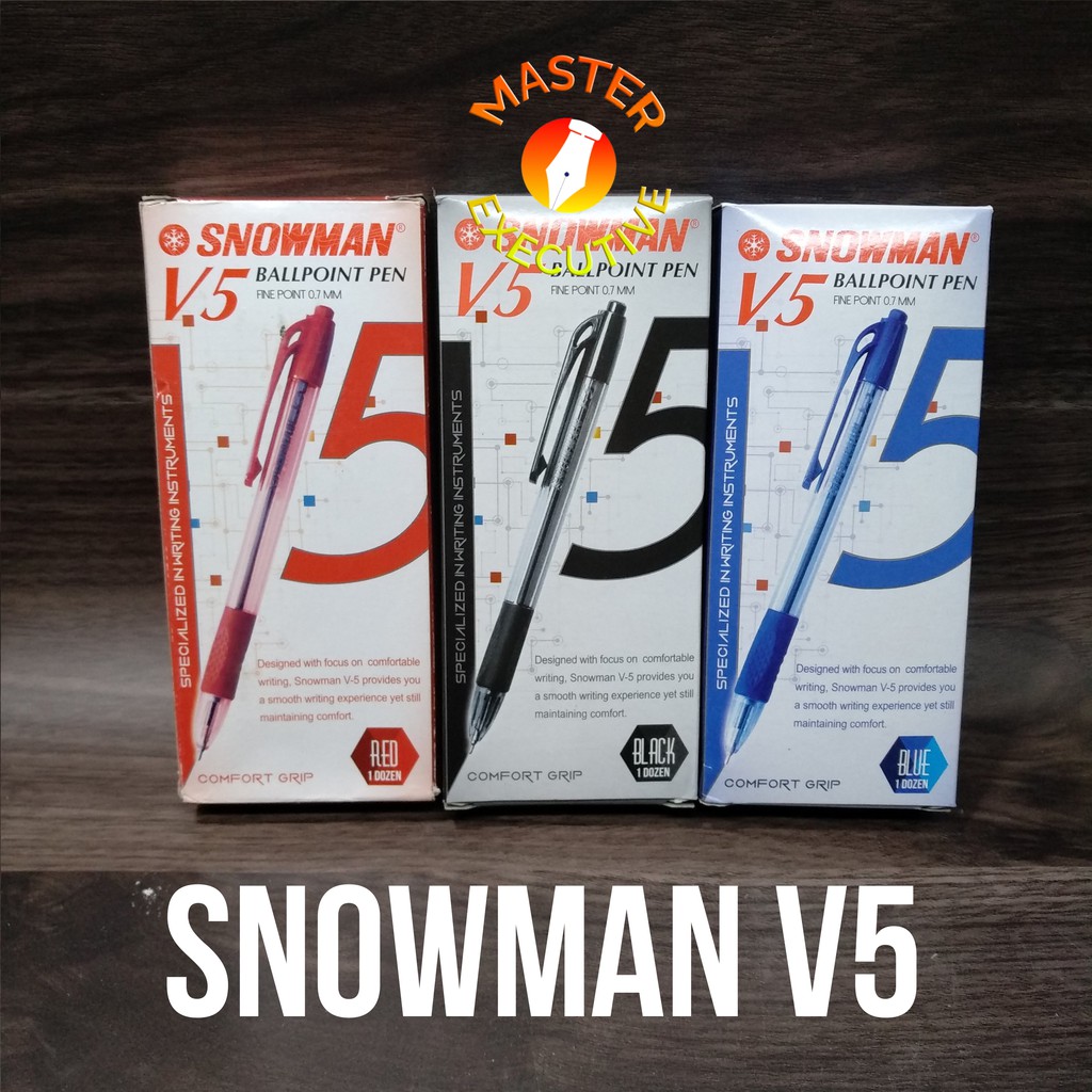 Jual [Pak -12 Buah] Snowman V5 Ballpoint 0.7 mm / Bolpen Cetak Cetek ...