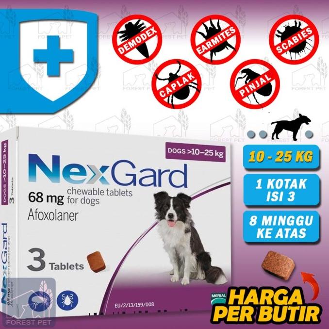 Jual Nexgard 10-25Kg / Obat Kutu Anjing / Demodex, Earmites Dll (1 ...