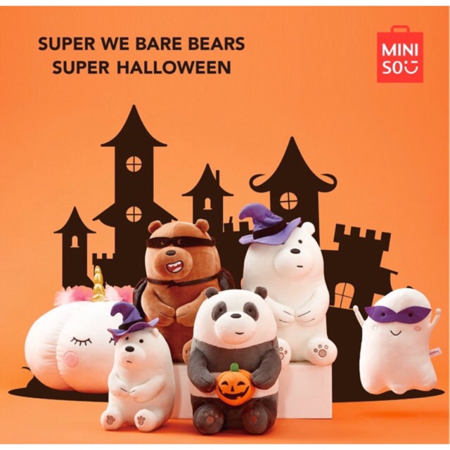 Jual MINISO x WE BARE BEARS! Lovely sitting plush toy. Icebear/panda ...