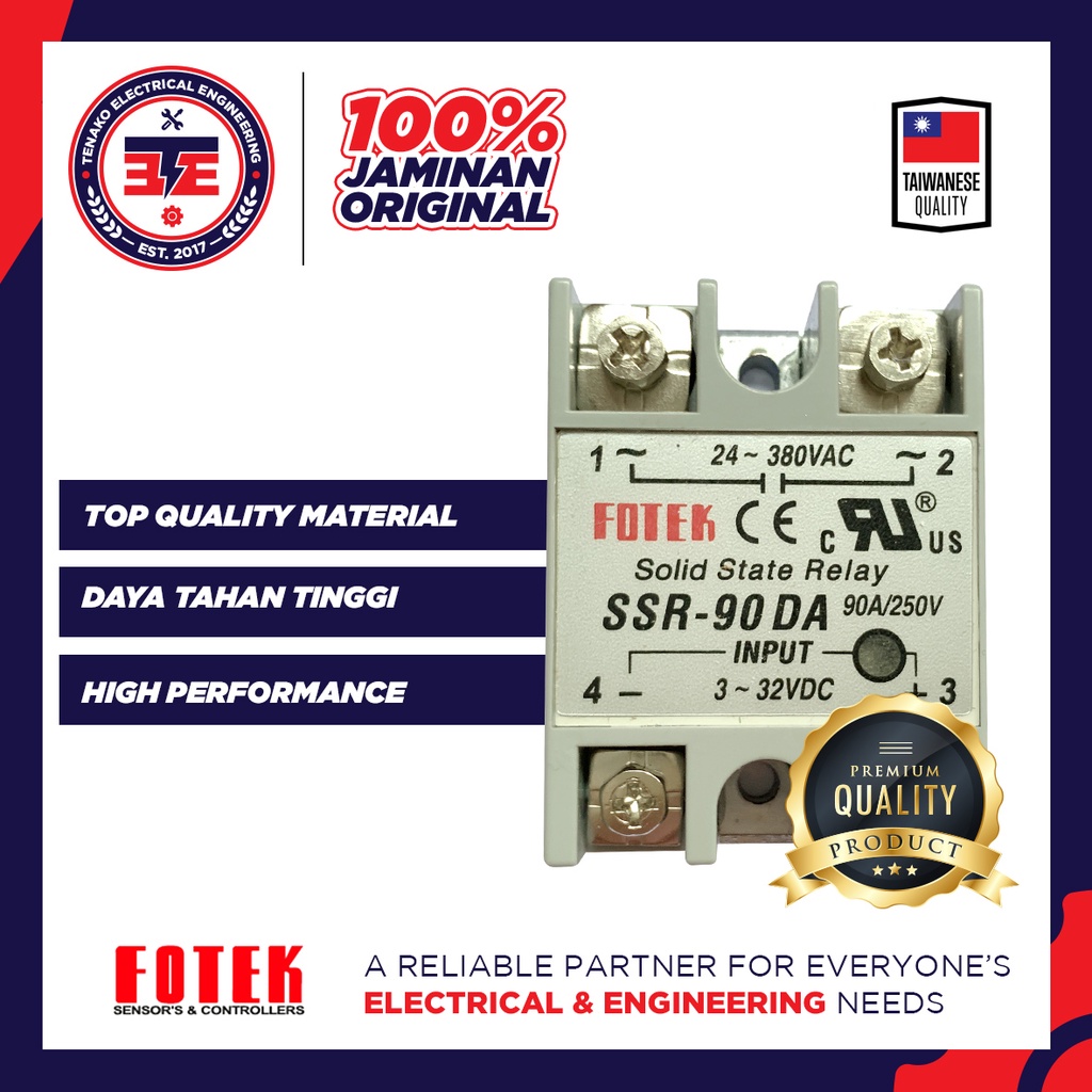 Jual Fotek SSR-90DA MADE IN TAIWAN SSR 90DA Solid State Relay Fotek 90 Amper DC to AC | Shopee ...