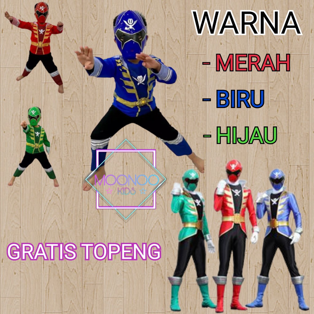 Jual Setelan Kostum Anak Power Rangers Terbaru Gratis Topeng | Shopee ...