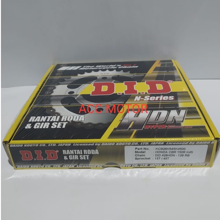 Jual Gir Set dan Rantai Roda Honda CBR CB 150R - DID 428 HDN K45 Lubang ...