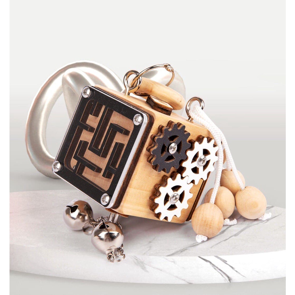 Jual Wooden Busy Cube - Montessori Busy Cube - Mini Wooden Busy Box ...