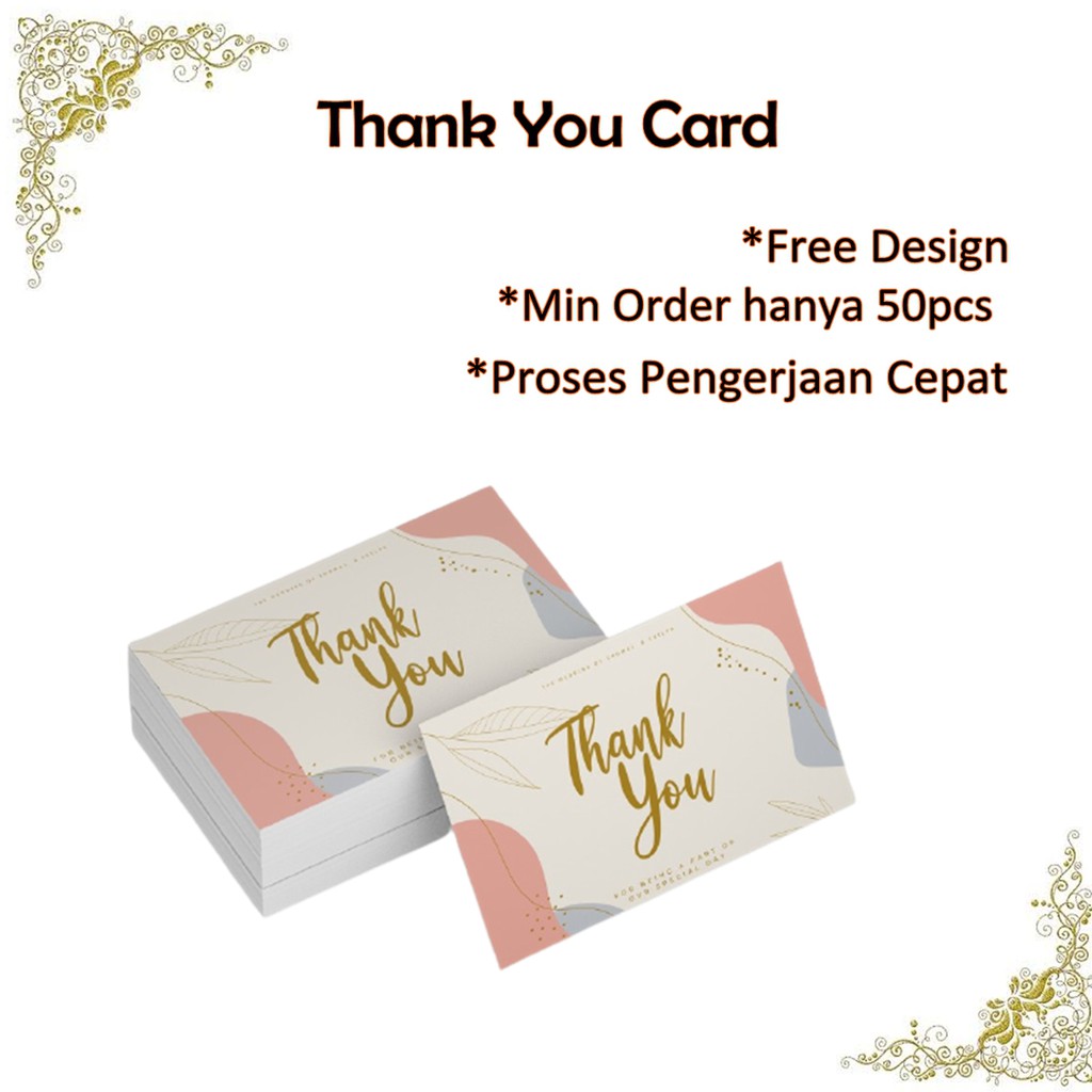 Jual Thank You Card Custom Kartu Ucapan Terima Kasih Online Shop / Syukuran / Ulangtahun Ultah ...