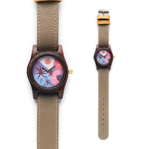 Jual Woodka Mini Loca Au Naturelle Sonokeling & Grey Mix Leather Strap ...
