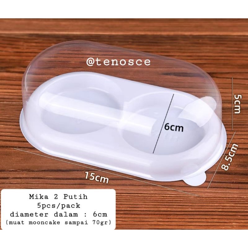 Jual 25set Kotak Mika 2 Sekat Putih Mooncake 50gr 65gr 70gr Kue Bulan ...