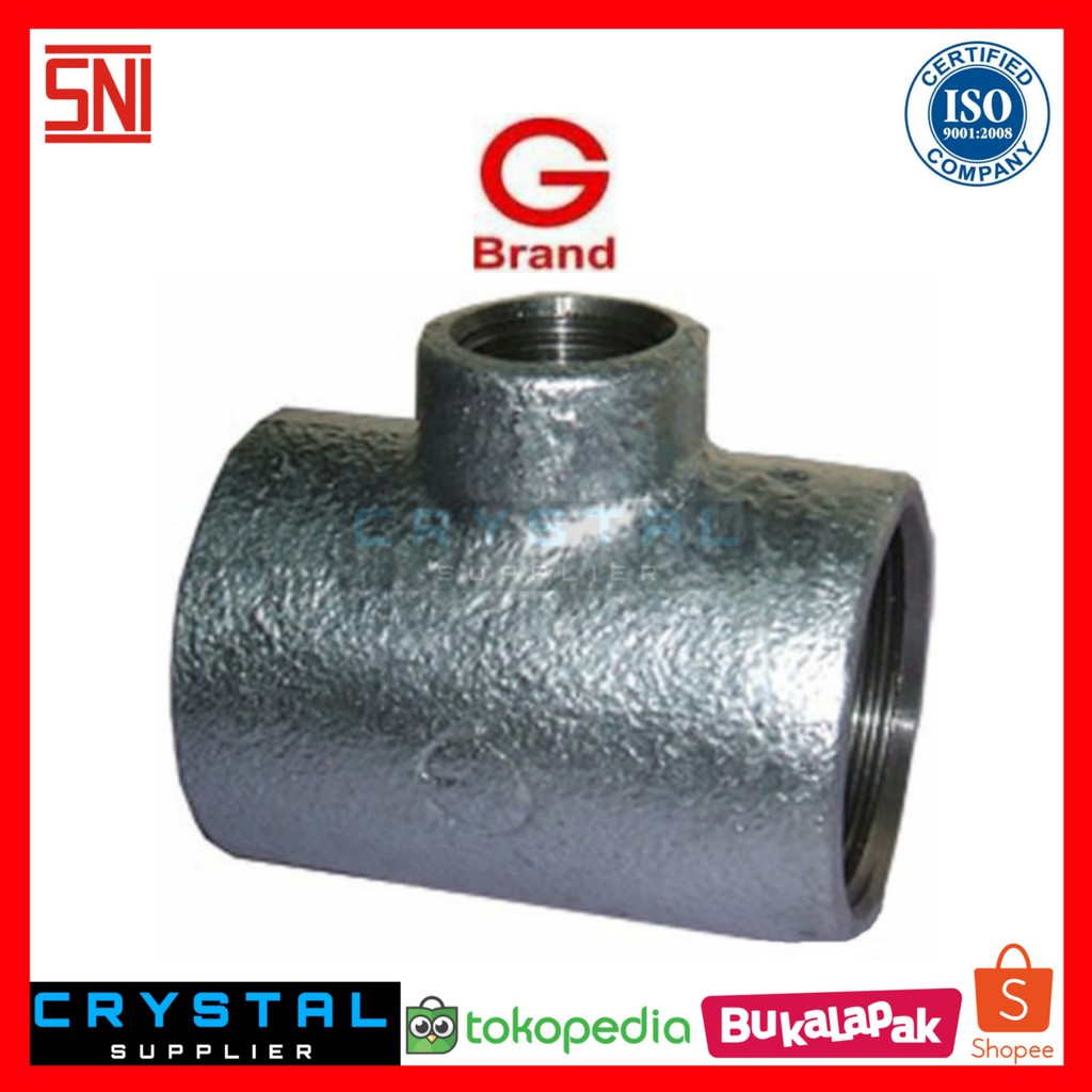 Jual VLOK TEE GALVANIS BESI 4 x 1 1/2" inch G BRAND DRAT BSPT VERLOP ...