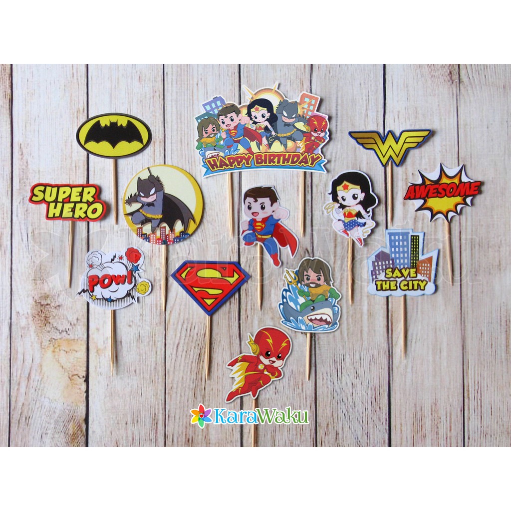 Jual Superhero Birthday Cake Topper / Hiasan Tusukan Kue Cupcake Puding ...