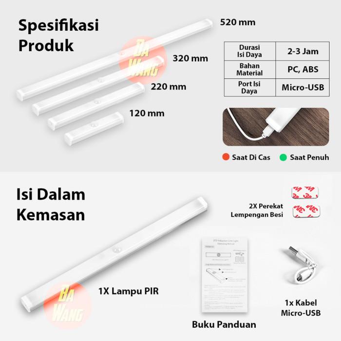 Jual Lampu PIR Sensor Gerak Otomatis LED Bar Light Lemari Dinding ...