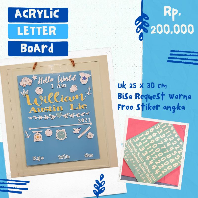Jual Acrylic baby board / baby sign / biodata acrylic / hospital board ...