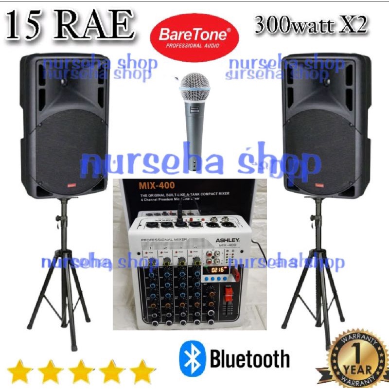 Jual Paket karaoke sound system baretone 15 inch 15RAE mixer ASHLEY 4 ...