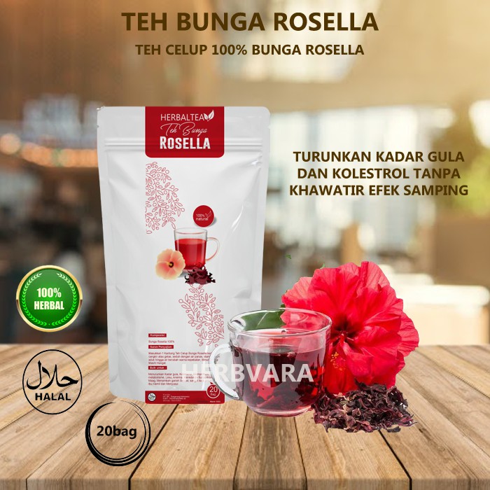 Jual teh bunga rosella herbal tea isi 20 kantong teh celup obat magh Menurunkan kadar gula dan ...
