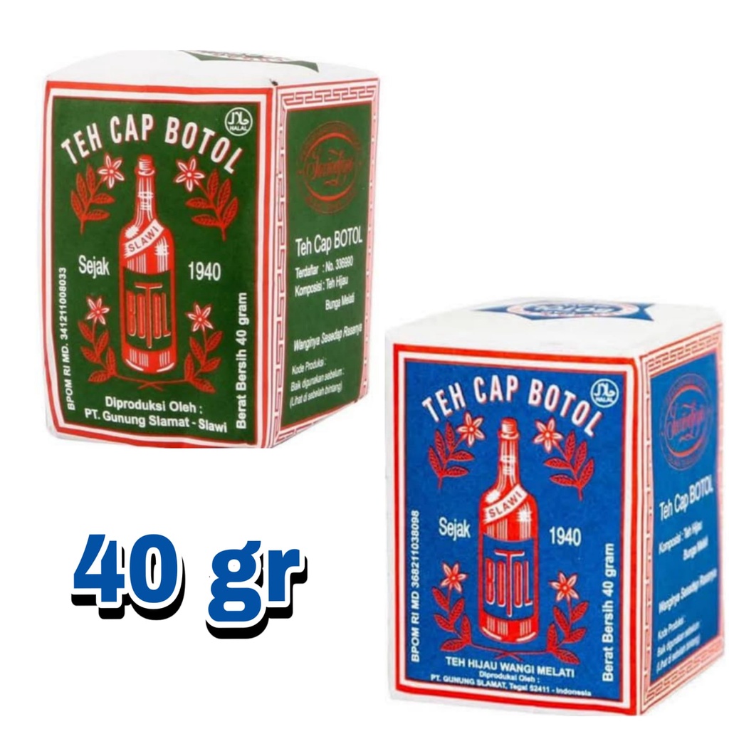 Jual teh cap botol bubuk kemasan 40 gr hijau dan biru | Shopee Indonesia