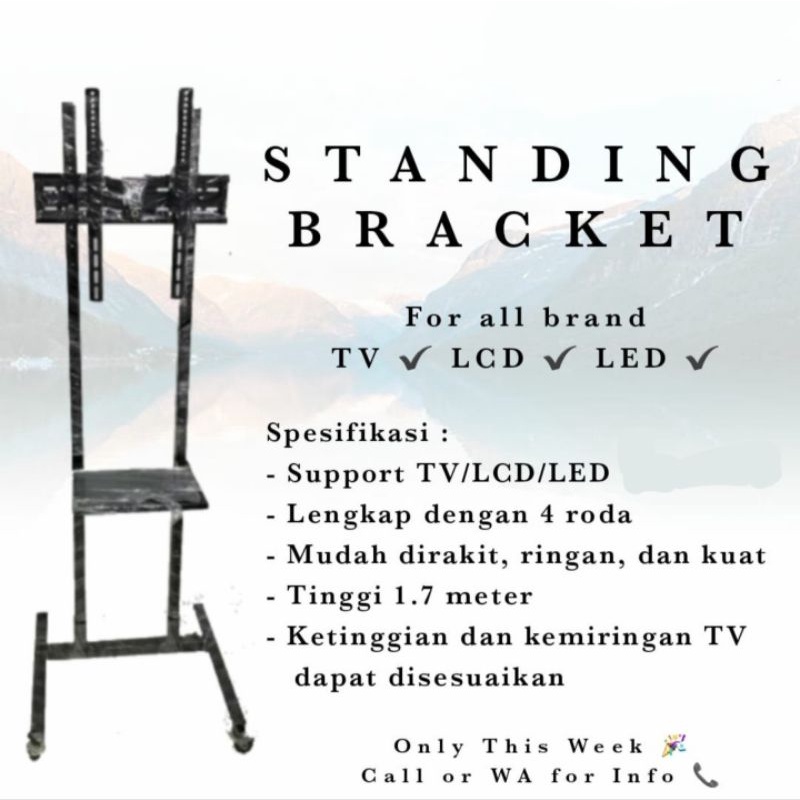 Jual standing bracket tv 32 - 65 inchi braket tv berdiri 32 39 40 42 49 ...