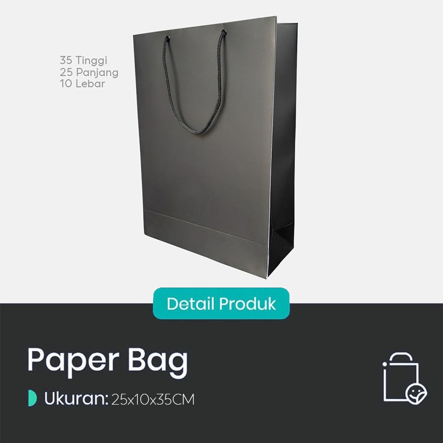 Jual (ALL SIZE) Paper bag hitam polos Semua ukuran / Papper bag tali kertas packing souvenir ...