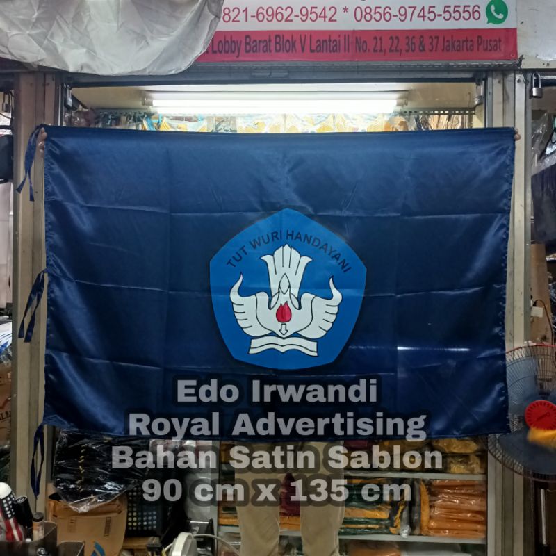 Jual Bendera Tut Wuri Handayani Ukuran 90 cm x 135 cm Satin Warna Biru ...