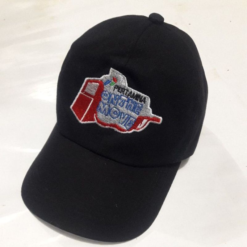 Jual TOPI SPBU PERTAMINA ON THE MOVE HITAM BORDIR ORIGINAL PREMIUM ...