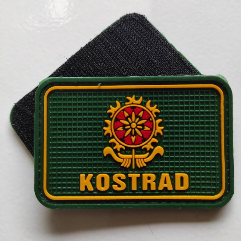 Jual patch rubber logo kostrad kotak dasar hijau/patch rubber tni ...