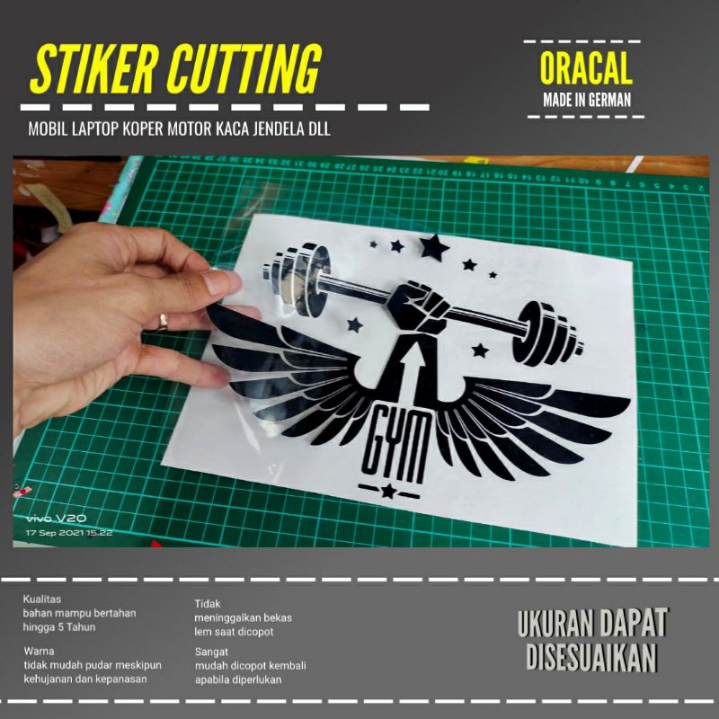 Jual STIKER GYM CUTTING BAHAN ORACAL CUSTOM | Shopee Indonesia