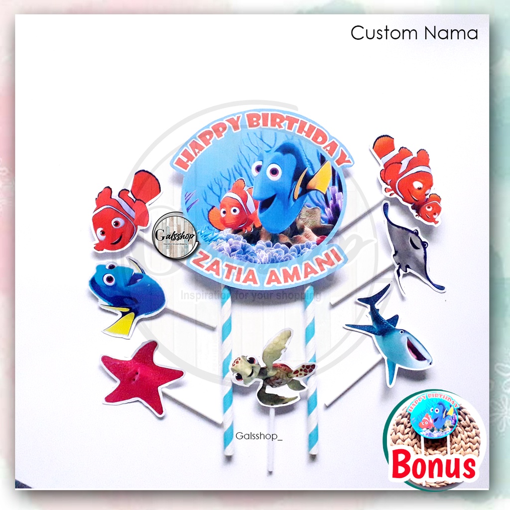 Jual Costum Nama / Foto / Topper Plus Nemo / Hiasan Kue / Cake Topper ...