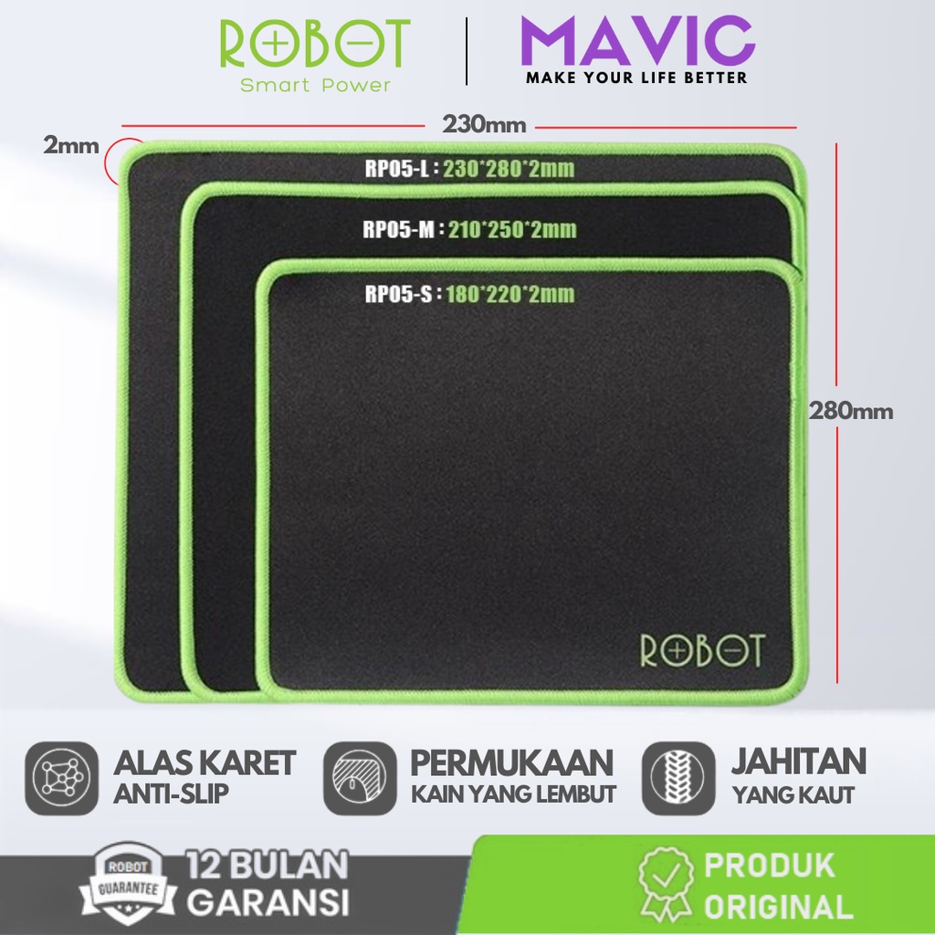 Jual ROBOT RP05 Mousepad Anti-Slip Gaming With Soft Surface Rubber Mouse Pad Polos Hitam Murah ...
