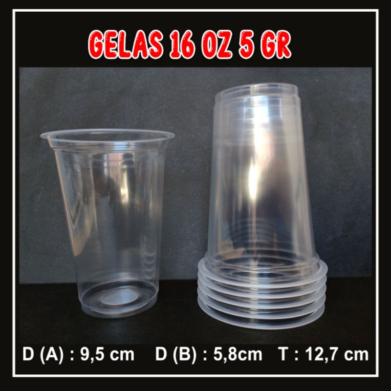 Jual (ISI 50) Gelas Cup Plastik Minuman Es Teh Jus 14 oz / 16 oz 5 gr ...