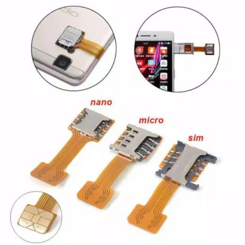 Jual Adapter converter dual simcard sim card Hybrid nano micro sd card ...