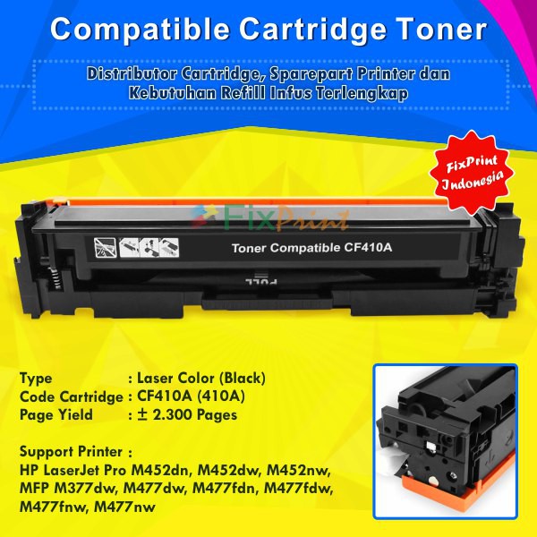 Jual Cartridge Toner Compatible 410A CF410 CF411A CF412A CF413A Printer ...