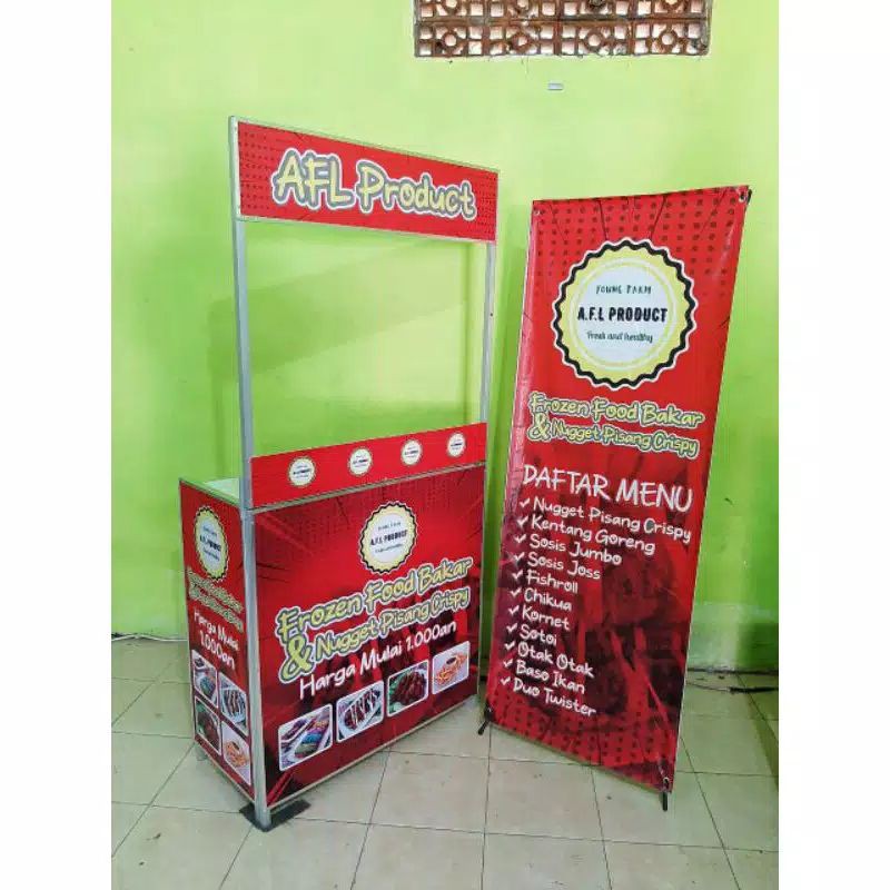 Jual BOOTH PORTABLE STAND JUALAN MAKANAN MINUMAN FULL COVER BANNER ...
