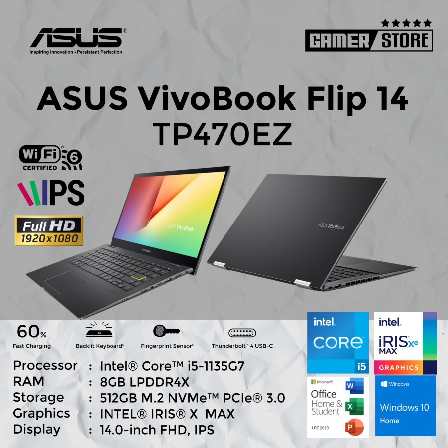 Jual Asus VivoBook Flip TP470EZ EC551TS Core i5 1135G7 8GB 512GB SSD ...