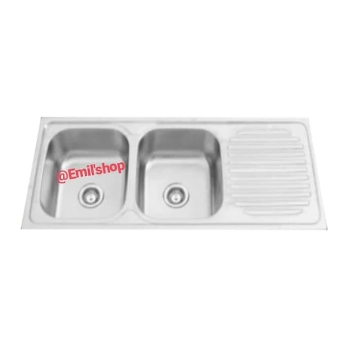 Jual Kitchen Sink Stainless Double Bowl + Wing Size 120 x 50 x 20 CM ...