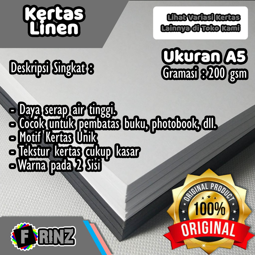 Jual Kertas Karton Linen A5 / Lenen Serat Anyam High Quality 200 Gram ...