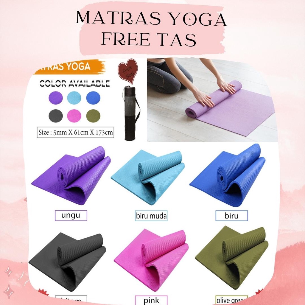 Jual Matras Yoga Premium PVC Tebal 5mm Import Alas Yoga Matt Anti Slip ...