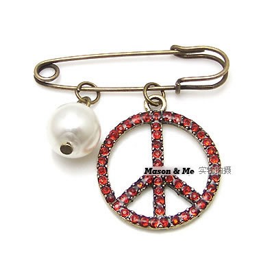 Jual Bross Korea Korean Fashion Exquisite Retro Peace Sign Brooch ...