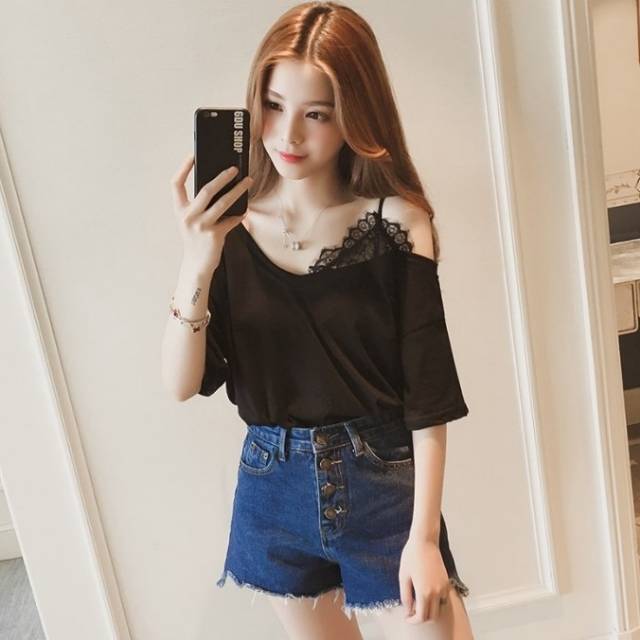 Jual Baju atasan off shoulder black | Shopee Indonesia