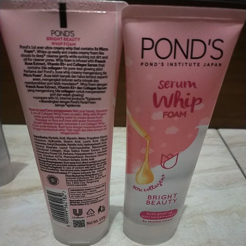 Jual POND'S bright beauty dan serum whip foam 100g original 100% ...