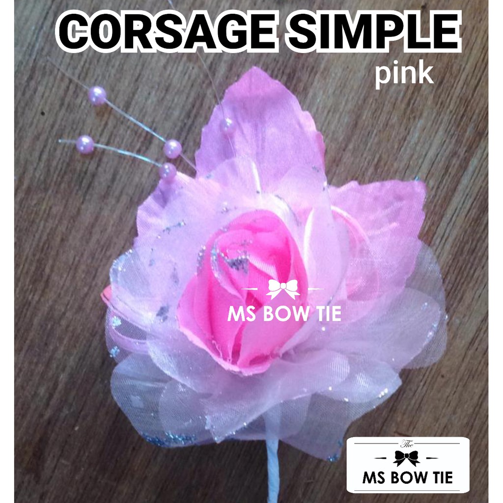 Jual CORSAGE SIMPLE baby pink daun pink ATAU pink daun hijau BUNGA PIN ...