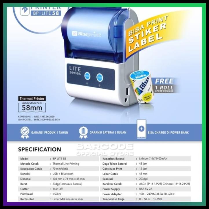 Jual Printer Thermal Kasir/Ppob Thermal 58Mm Blueprint Bp Lite 58 ...