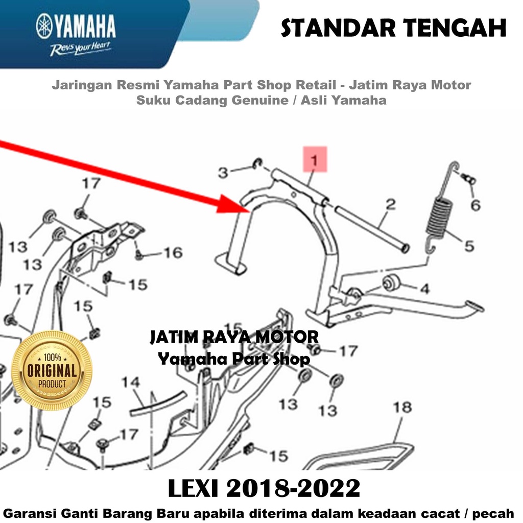 Jual Standar Standart Tengah Dua Lexi 2018-2022 Asli Yamaha Surabaya ...