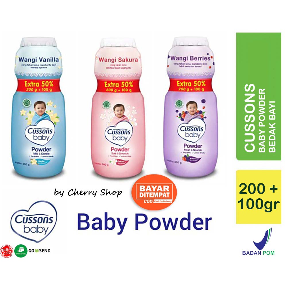 Jual [200+100GR] [BPOM] Cussons Baby Powder 200 Gram | Bedak Bayi ...
