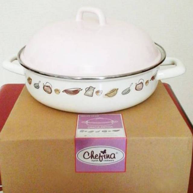 Jual Skillet Chefina enamel diameter 24cm | Shopee Indonesia