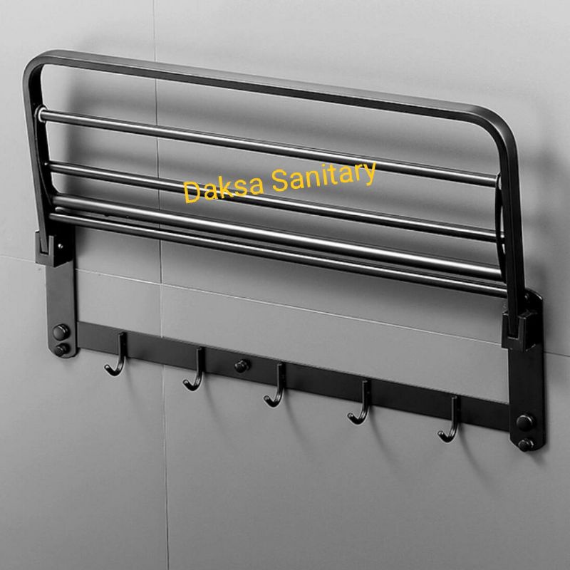 Jual Gantungan Handuk Lipat 5 Baris dan Kapstok HITAM/ Rak Handuk Lipat ...
