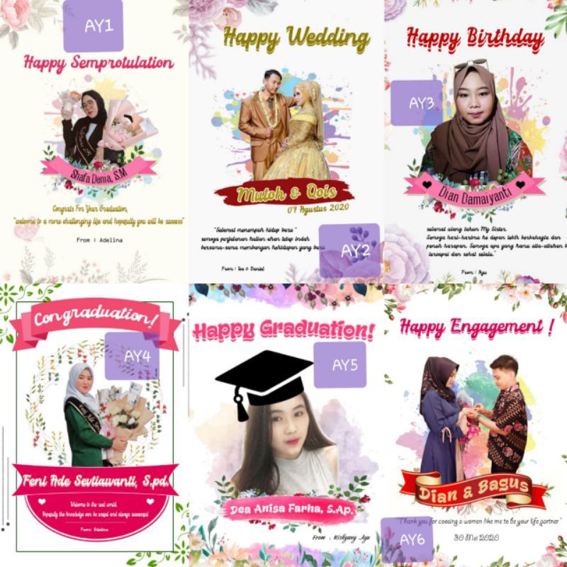 Jual FRAME KACA + CETAK + DESAIN HADIAH KADO ULTAH/GRADUATION/WEEDING ...