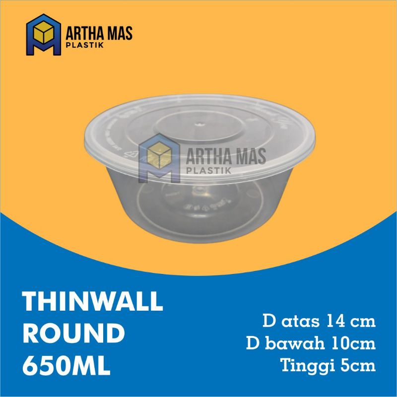 Jual Thinwall Round 650 ml - Mangkok Bowl Food Container @25 pcs ...