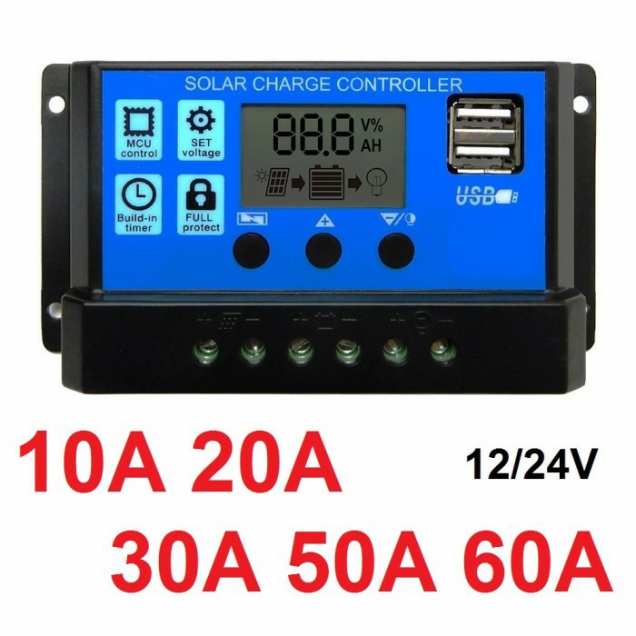 Jual Solar Charge Controller 10A 20A 30A 40A 50A 60A 12V/24V PWM - 10A | Shopee Indonesia