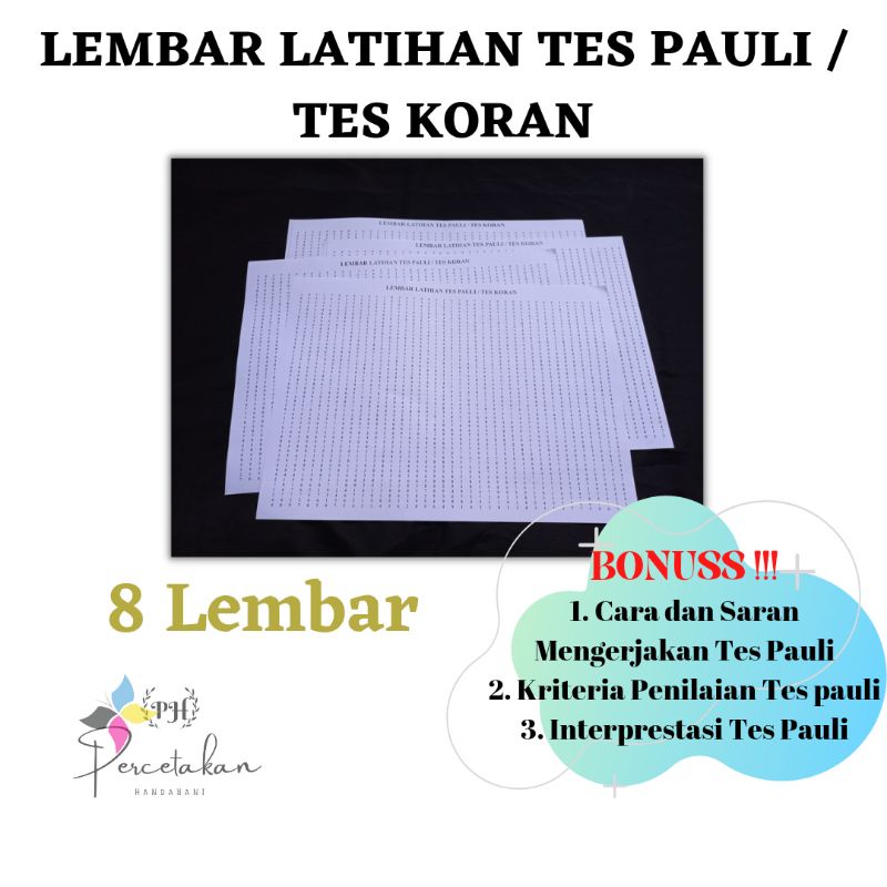 Jual TES PAULI A3 / TES KORAN / TES PSIKOTES ( Paket C ) | Shopee Indonesia