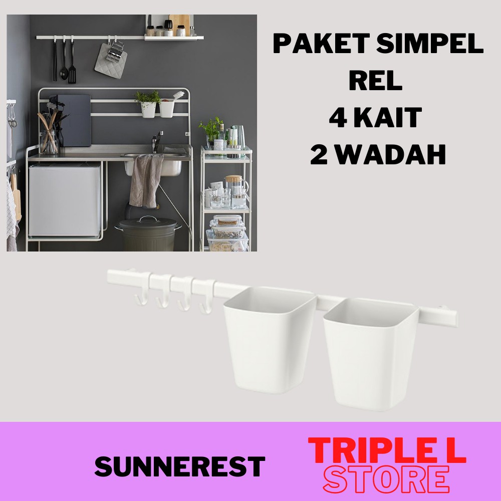 Jual Sunnersta Paket Gantungan Sebaguna Rel Batang 60 cm Dengan 2 Wadah ...