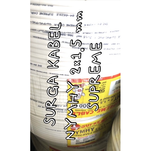 Jual KABEL LISTRIK NYMHY PUTIH 2x1.5 mm SUPREME / KABEL SERABUT NYMHY 2x1.5 mm | Shopee Indonesia