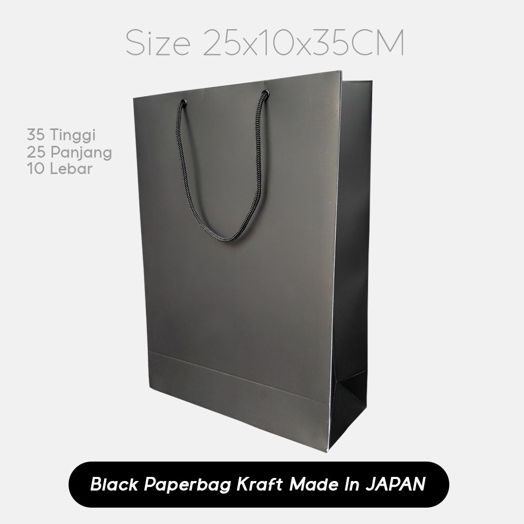 Jual Paper bag polos hitam besar 25x10x35cm / Paper bag kado mini warna ...