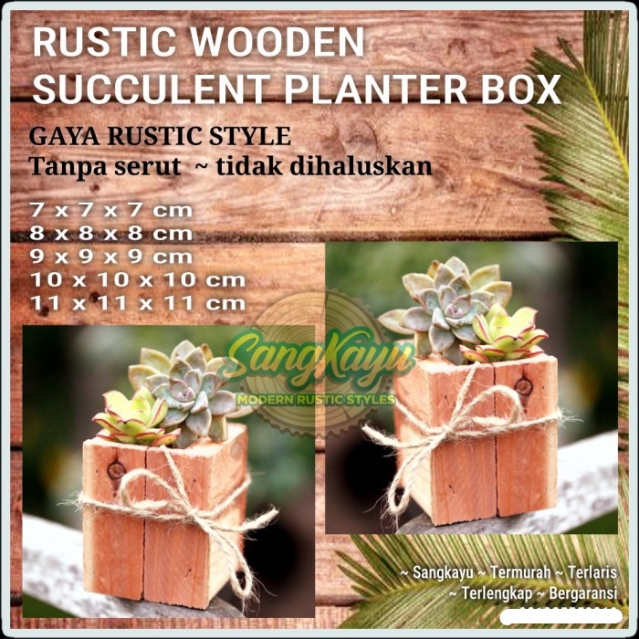 Jual Rak tanaman hias pot sukulen kayu rustic box 4 - 7 x 7 x 7 cm - 7 ...